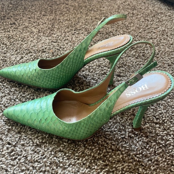 Hugo Boss | Shoes | Hugo Boss Slingback Shoes Green Croc Made In Italy ...